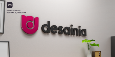 Desain Mockup Logo 3D Dinding - Trakteer.id